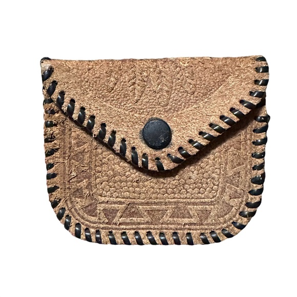 Bags | Vintage Leather Hand Tooled Leather Coin Pouch Native American ...